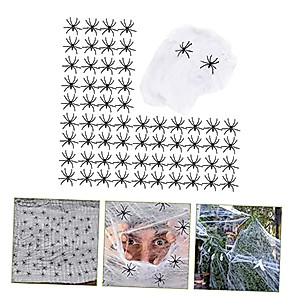Gadpiparty 4 Sets Party Halloween Novelty for Props Fake Stretchy Cobweb Decorations Decoration with Scary Spiders and Webbing Indoor Web Decor Outdoor Spider