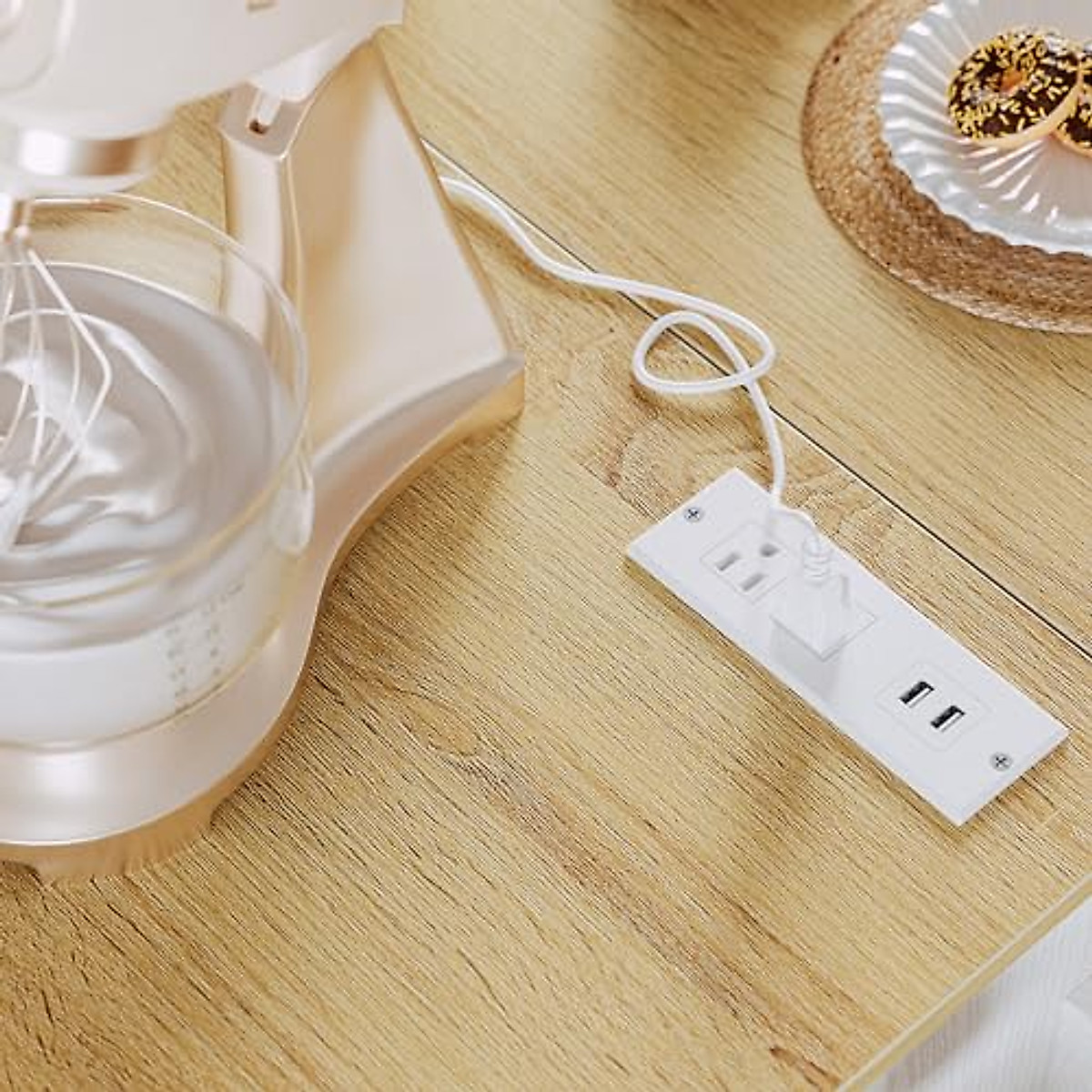 IRONCK Kitchen Island with Storage, Rolling Kitchen Island on Wheels with Drop Leaf, 3 Open Spice Rack Shelf, Door Cabinet, Drawer, Kitchen Cart Island Table for Kitchen, White