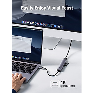 UGREEN USB C Hub HDMI 4K with 4 Ports USB 3.0 5Gbps 5 in 1 USB C to HDMI Adapter Multiport USB Compatible with iPhone 16 Plus Pro Max 15 MacBook iPad Pro Air 2024 Surface Pro Galaxy S24 Tab S9