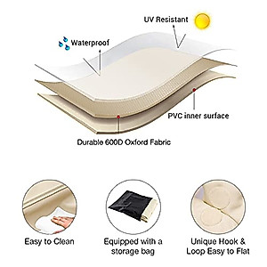 Patio Furniture Covers, Double Wide Chaise Lounge Chair Cover (82 x 57 x 32 Inch) 600D Heavy Duty Outdoor Patio Furniture Cover Chair-Waterproof & Weather Resistant, Anti UV - Beige & Brown