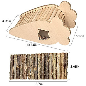 Hamiledyi Wooden Ladder Bridge, Mouse Rest Play Hiding Toy, Rodents Wooden House Guinea Pig Climbing Ladder Chews Toy for Small Animals Rat Syrian Hamster Squirrel Chinchilla Hedgehog3PCS