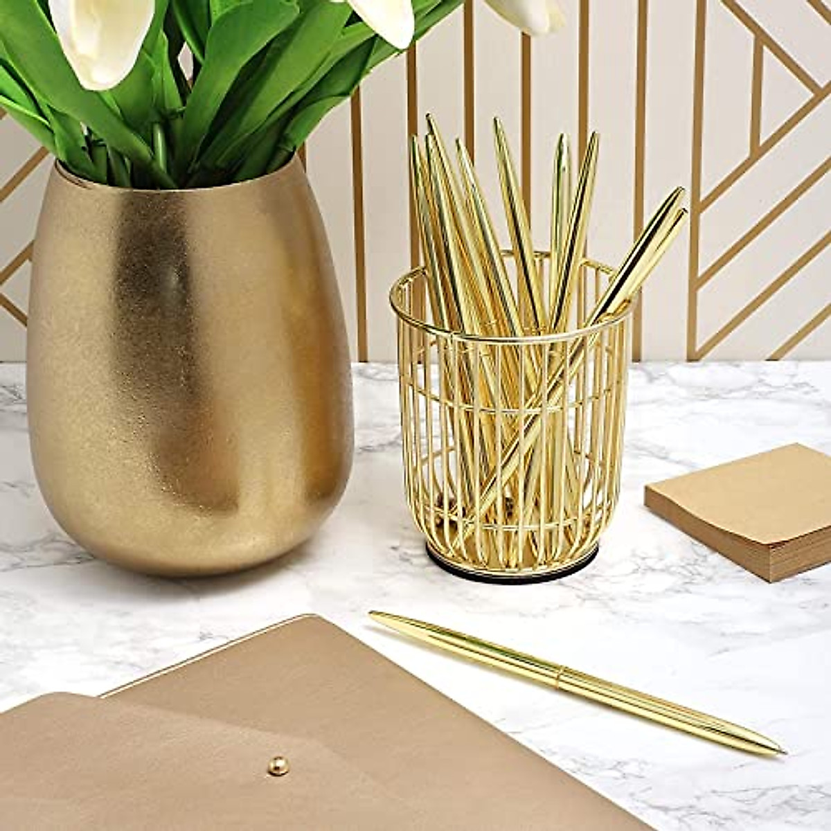 Juvale 12 Pack Gold Ballpoint Pens for Business Students and Teachers, Office Supplies, New Employee Welcome Gift (6.4 In)