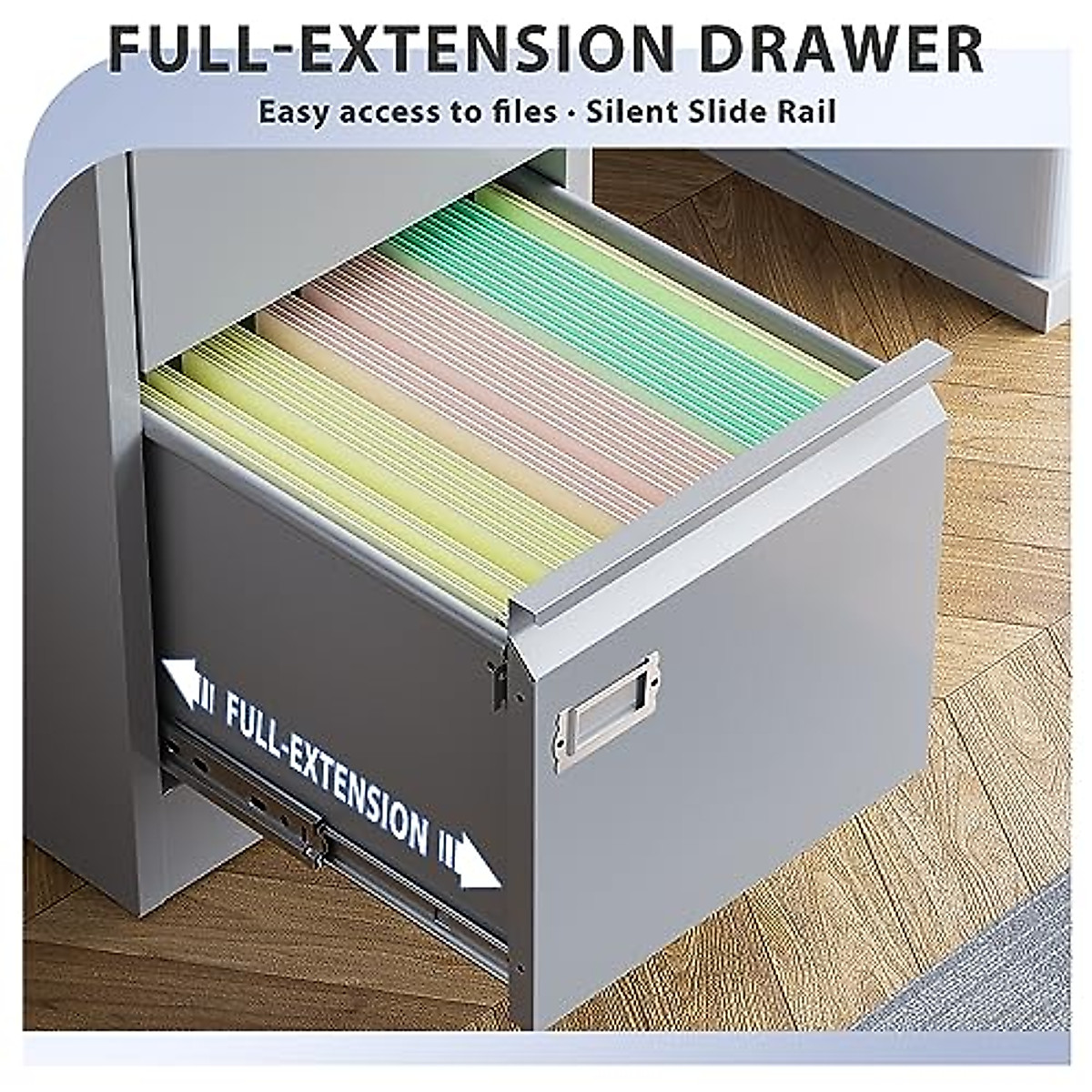 Anxxsu 4 Drawer File Cabinet, Filing Cabinets for Home Office, Metal Vertical File Storage Cabinet with Lock, Locking File Cabinet for A4 Legal/Letter, 15.1" W x 17.7" D x 52.5" H, Assembly Required