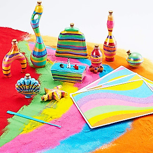 JOYIN 22PCS Sand Art - Sand Art Kits for Kids, Arts & Crafts for Kids Includes 5 Sand Art Bottles, 4 Pendent Bottles, 3 Sticky Art Sheets with 10 Bright Colors, DIY Crafts Gifts for Boys and Girls