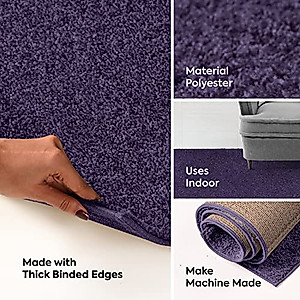 Furnish my Place Modern Plush Solid Color Rug - Purple, 2' x 12', Runner, Pet and Kids Friendly Rug. Made in USA, Area Rugs Great for Kids, Pets, Event, Wedding