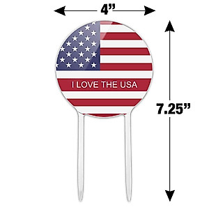 GRAPHICS & MORE Acrylic American USA Flag Personalized Custom Cake Topper Party Decoration for Wedding Anniversary Birthday Graduation
