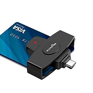 Type C CAC Reader, DOD Military USB C Common Access CAC Card Reader, USB Smartfold Type C Smart Card Reader SIM Card Reader Compatible with Windows, Mac OS (Mini Portable)