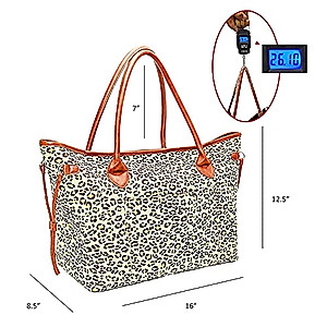 NB Large Leopard Tote Bag,Utility Canvas Shoulder Handbag Cheetah Leopard Printing Beach Bag Weekend Shoulder Bag travel bag camping bag, Personalized Gifts for Women / Teacher
