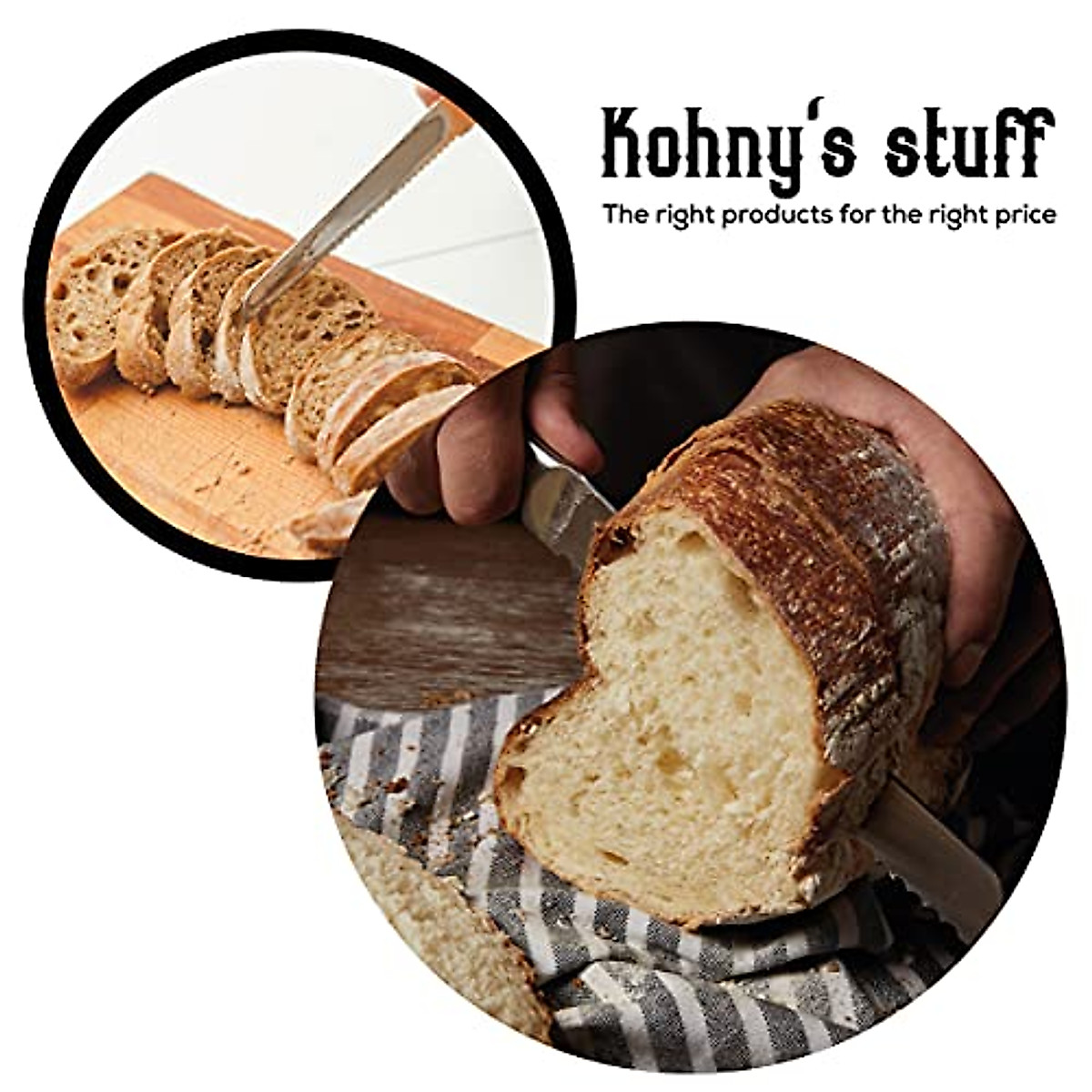 Serrated Bread Knife 8 Inch, Stainless Steel Blade Bread Slicing Knife with Ergonomic Handle, Sharp Knife Bread Cutter for Homemade Crusty and Soft Bread, Bagels, Cake