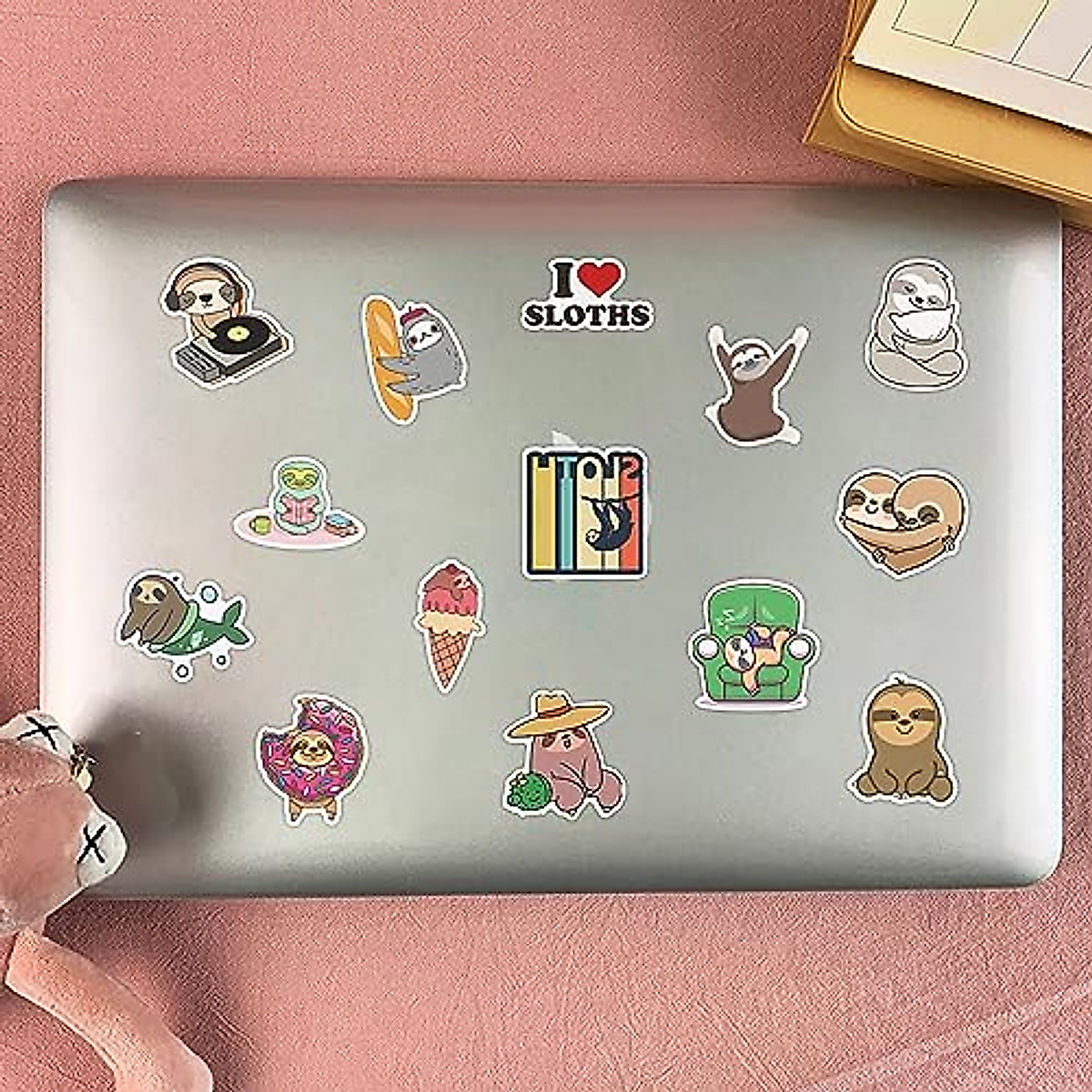 Amaxiu 100Pcs Cute Sloth Stickers, Kawaii Animal Decals Waterproof Cartoon Stickers Vinyl Water Bottles Stickers Sloth Lovers Gifts for DIY Decoration Scrapbook Luggage