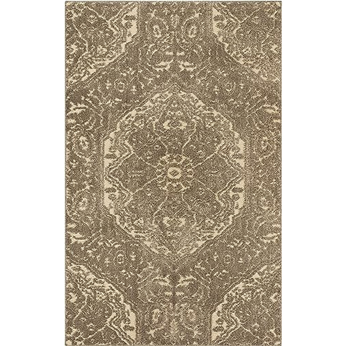 Mohawk Home Francesca Ornamental Medallion Sand 5' x 8' Shag Area Rug Perfect for Living Room, Dining Room, Office