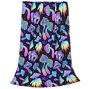Mushroom Throw Blanket for Couch, Mushroom Decor Aesthetic Blankets, Flannel Cozy Soft and Lightweight Blanket for Bed Sofa, Funny Warm Gifts for Birthday Christmas Fathers Mothers Day, 60x50 Inches