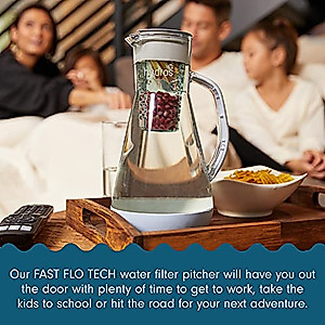Hydros Water Filter Pitcher - 64 oz Water Pitcher - Powered by Fast Flo Tech - Dishwasher Safe - 60 Second Quick Fill-Up - BPA Free Water Filter - 8 Cup Capacity - Grey