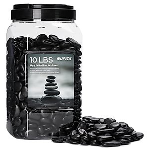 NUPICK 10 Pound River Rocks, 1-2 Inches Polished Pebbles for Plants, Fish Tank, Clear Vase and More, Natural Black Stones