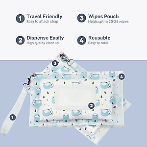 Orchid Hearts Baby Wipes Dispenser - Portable & Refillable Wet Wipe Pouch, Reusable Baby Wipes Holder & Baby Wipe Container, Baby Essential, Makeup Wipe Travel Case - Rain Forest, 2pcs