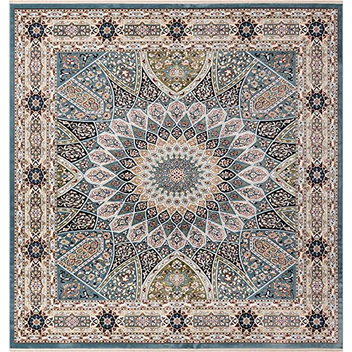 Unique Loom Narenj Collection Area Rug - Adams (10' Square, Blue/Burgundy)