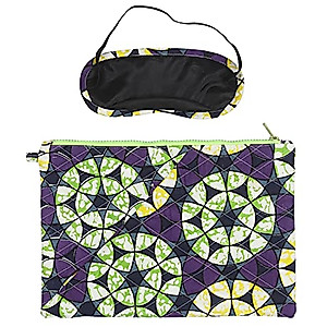 ANATHA 100% COTTON PRINTED CLUTCH/POUCH AND AFRICAN PRINT EYE MASK WITH LINING AND ZIPPER FASTENER - AFRICAN HAND PRINT FABRIC USED, Multicolour