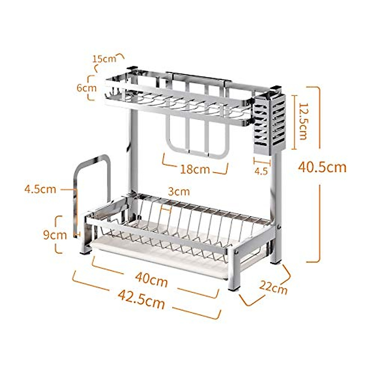 PDGJG 304 Stainless Steel Dish Rack Drain Rack Drying Filter Tableware Storage Box Dishes Dishes Supplies Kitchen Racks 2 Layers