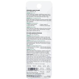 Physicians Formula Organic Wear All Natural Liquid Percision Eyeliner Black, Vegan, Smudge Resistant, Dermatologist Approved