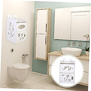 DOITOOL Tissue Box Rack Paper Towel Mount Wall Mounted Paper Towel Roll Holder Makeup Organizer Box Wall Mount Shelves Toilet Tissue Roll Holders Wall Mount Toilet Paper Roll Holder Desk