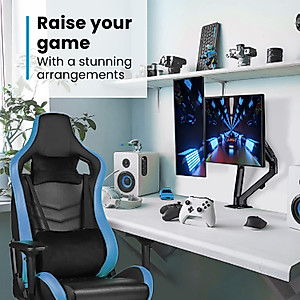 EVEO Premium Dual Monitor Stand 14-27" - Ergonomic Monitor Stands for 2 Monitors, Dual Monitor Mount Desk, Swivel VESA Bracket, Computer Monitor Stand, Dual Monitor Stand for Desk - Easy to Setup