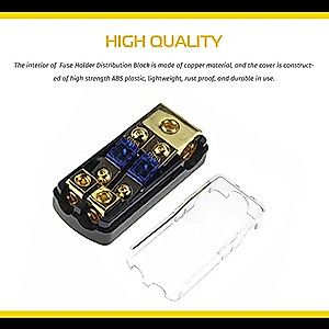 Apeixoto Fuse Distribution Block 0/4 Gauge In To 4/8 Gauge out 60A Fuse Distribution Block Mini ANL 2 Way Fuse Holder Distribution Block