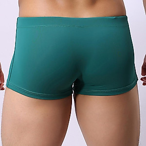 Bokeley Mens Swim Trunks, Swim Short Men Boxer Briefs Swimming Pants Swimwear (L, Green)