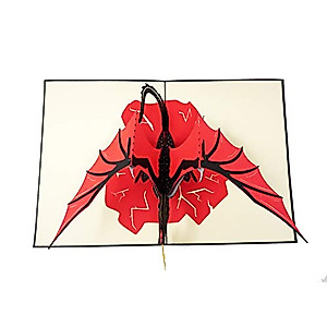 WOWPAPERART Dragon Fire - 3D Pop Up Greeting Card For All Occasions - Birthday, Love, Christmas - Ultimate Card for Dragon Lovers