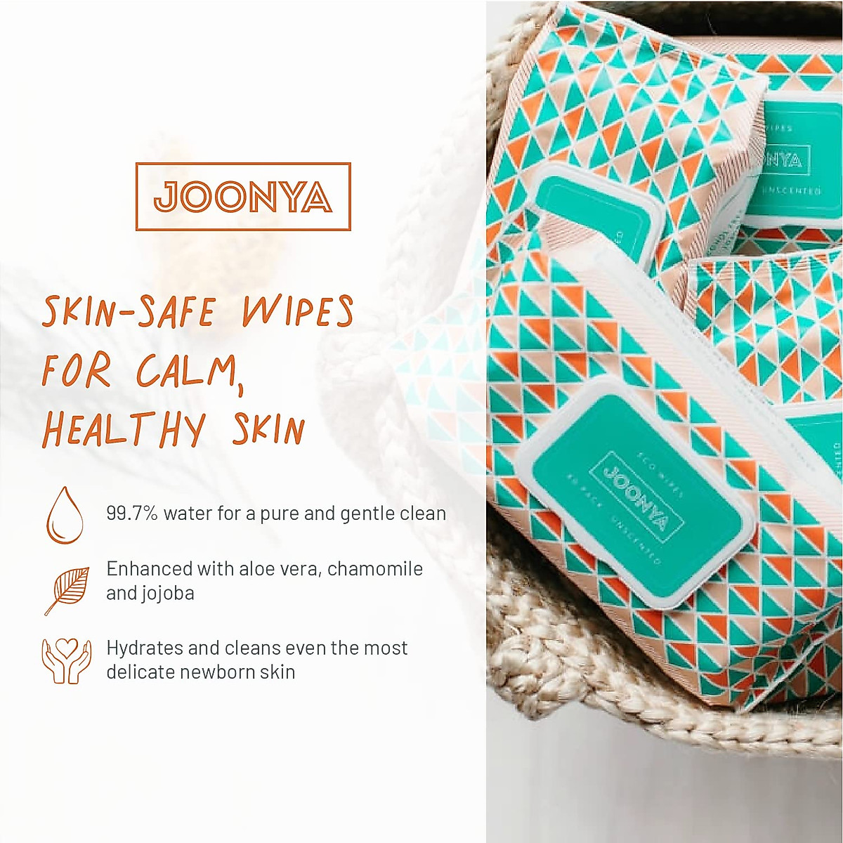Joonya Baby Wipes - Non-Toxic, Earth-Friendly Baby Wipes for Calm, Healthy Skin - Fragrance Free Baby Wipes - Bulk Baby Wipes - 3 Packs of 80 Diaper Wipes (240)