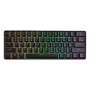 Teerwere Gaming Keyboard 61Keys Optical Axis RGB Waterproof Mechanical Keyboard Type-c Programmable Gaming Ultra-Performance Mechanical Gaming Keyboard (Color : Black, Size : Red Switch)
