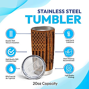 Hyturtle Personalized Fishing Gifts For Men - Can't Work Today My Arm Is In A Cast Tumbler 20 Oz Travel Coffee Mug Stainless Steel - Fathers Day Gift For Dad, Him, Boy, Husband On Birthday, Christmas