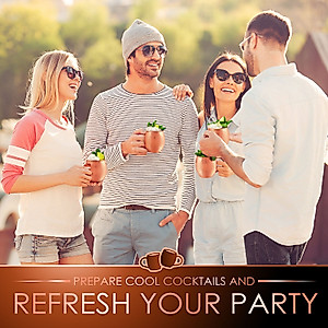 KoolBrew Copper Roze Moscow Mule Copper Mugs Gift Set of 2 Copper Mule Mugs and 2 Coasters, 100% Pure Solid Copper Cups with Hammered Finish