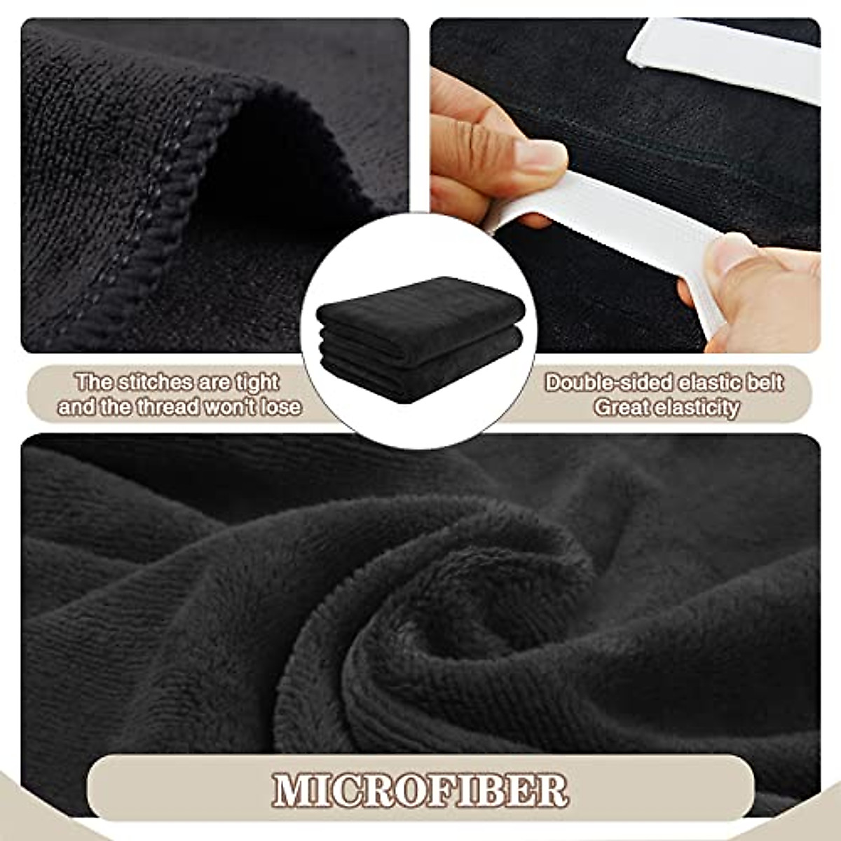 SUNLAND Microfiber Hair Drying Towel 2 Pack Super Absorbent Quick Dry Magic Hair Turban for Drying Long Hair Soft and Large 20 inch X 40 inch Black