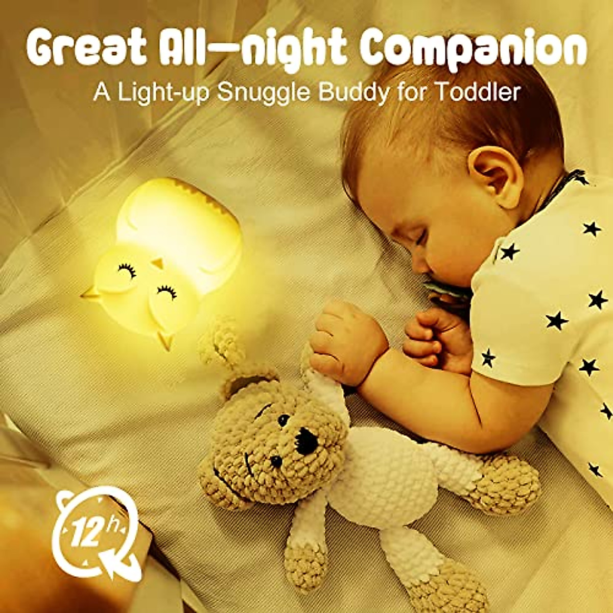 ShaArkMango Kids Night Light Lamp Cute Sleepy Owl, Convenient for Reading & Soothe Baby to Sleep Training Nursery Lights Toddler LED Nightlight for Children Girls Boys Kawaii Room Decor