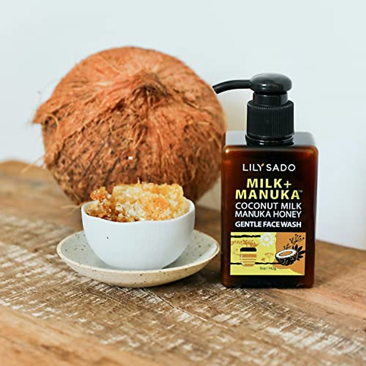 LILY SADO MILK+MANUKA™ Coconut Milk & Manuka Honey Gentle Gel Face Cleanser - Natural Cruelty-Free Facial Wash Cleanses, Balances, Soothes & Hydrates - Reduces Pores & Blackheads - 5oz