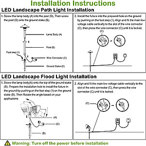 8 Pack Low Voltage LED Landscape Kits, 12V Pathway Flood Light Kits, 10W 390LM and 3W 150LM Wired for Outdoor Yard Lawn, Die-cast Aluminum, 50W and 30W Equivalent 15-Year Lifespan