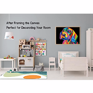 ifymei Paint by Numbers for Kids and Adults Beginner, DIY Gift Canvas Painting Kits for Boys and Girls, 16x20 Inch Colorful Cute Dog [Without Frame]