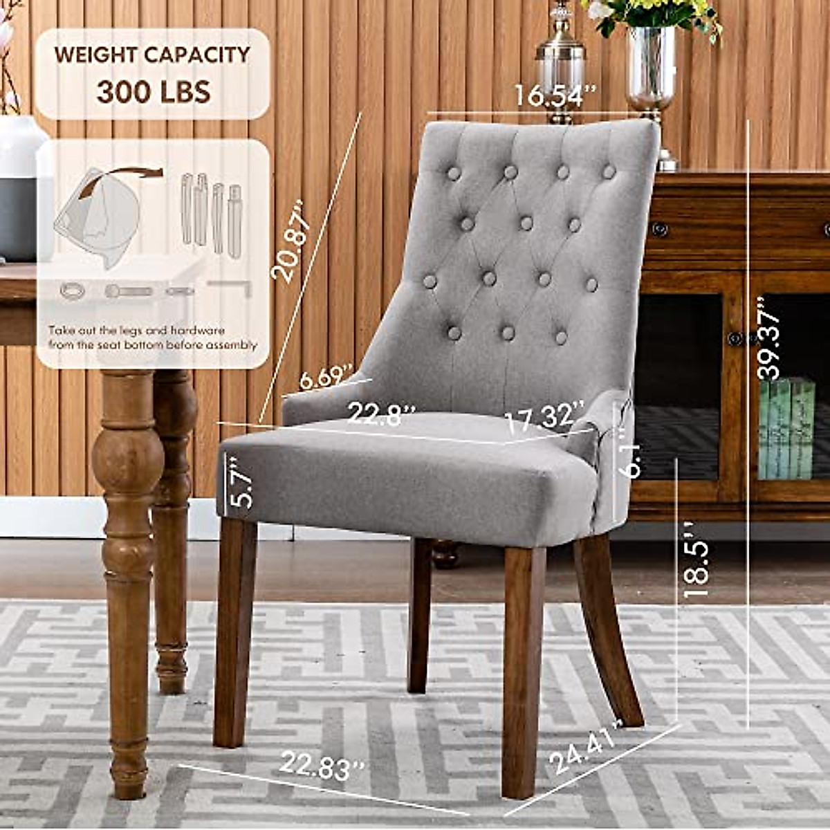 COLAMY LGR Dining-Chairs, Set of 2, Light Grey