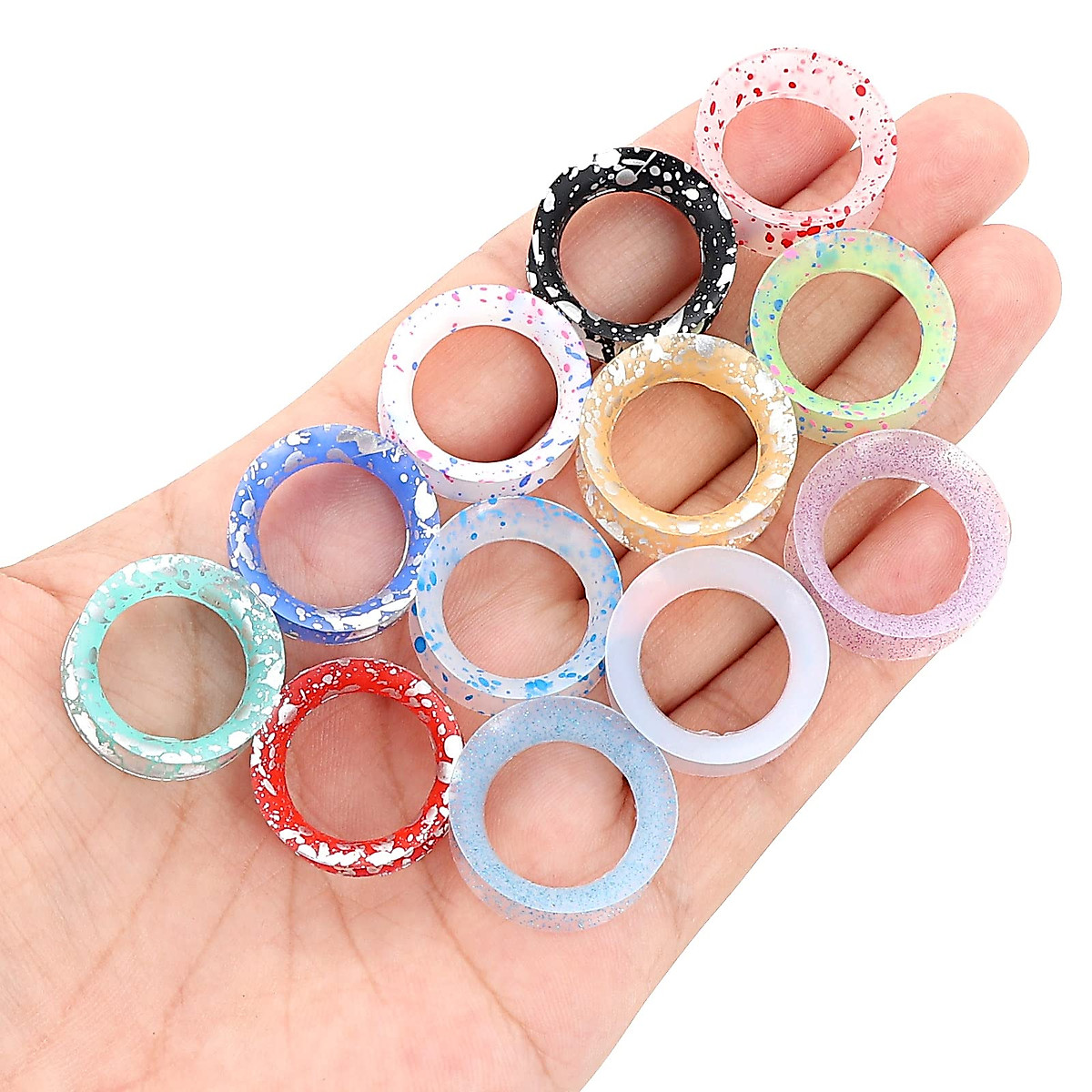 Qmcandy 24pcs Soft Flexible Silicone Ear Tunnels Glitter Spattered with Spots Gauges Piercing Jewelry 20mm