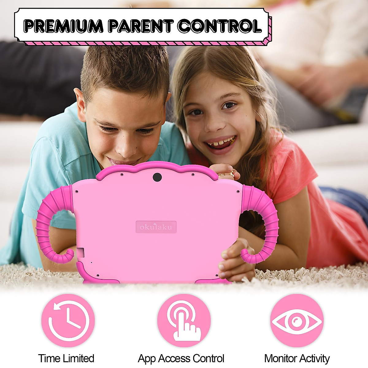 Kids Tablet 7" Tablet for Kids 64GB Toddler Tablet Kids Software Installed, Kids Android Learning Tablet with WiFi Case Dual Camera Parental Control for Toddlers Children Tablet YouTube Netflix