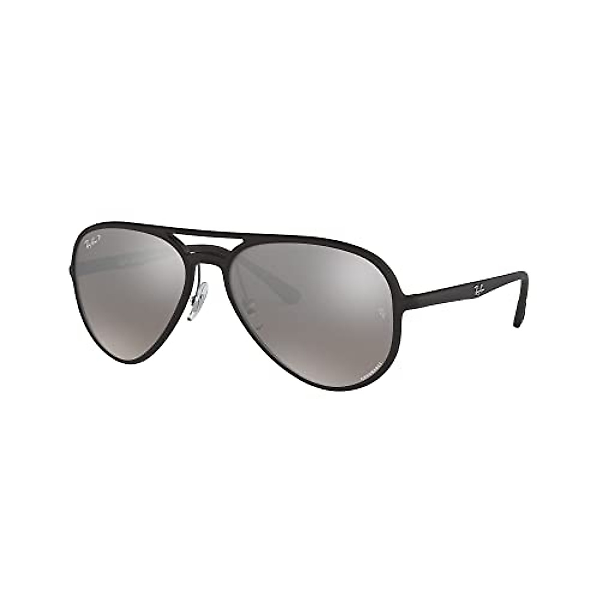 Ray-Ban Rb4320ch Chromance Aviator Sunglasses, Matte Black/Polarized Grey Mirrored Silver, 58 mm