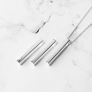 Sterling Silver Plain Vertical Bar Pendant Necklace, 18"