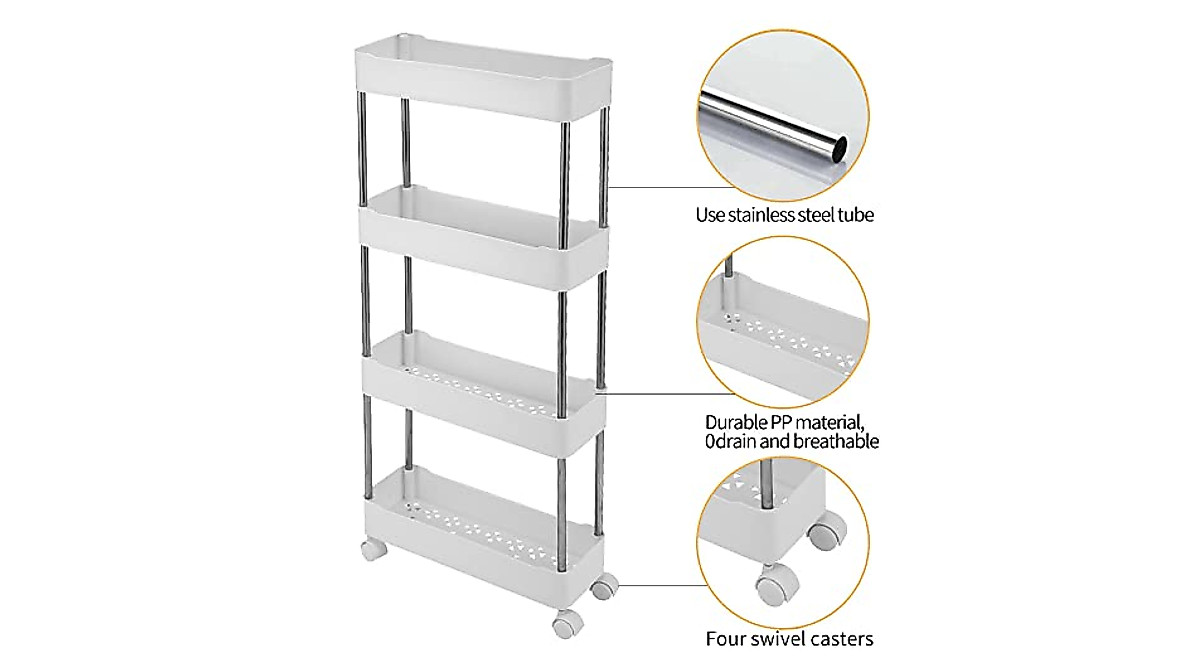 Slim Mobile Storage Cart | 4-Tier Organizer for Any Space