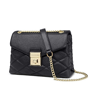 Leather Crossbody Bags for Women, Ladies Top-handle Bags with Shoulder Strap (black)