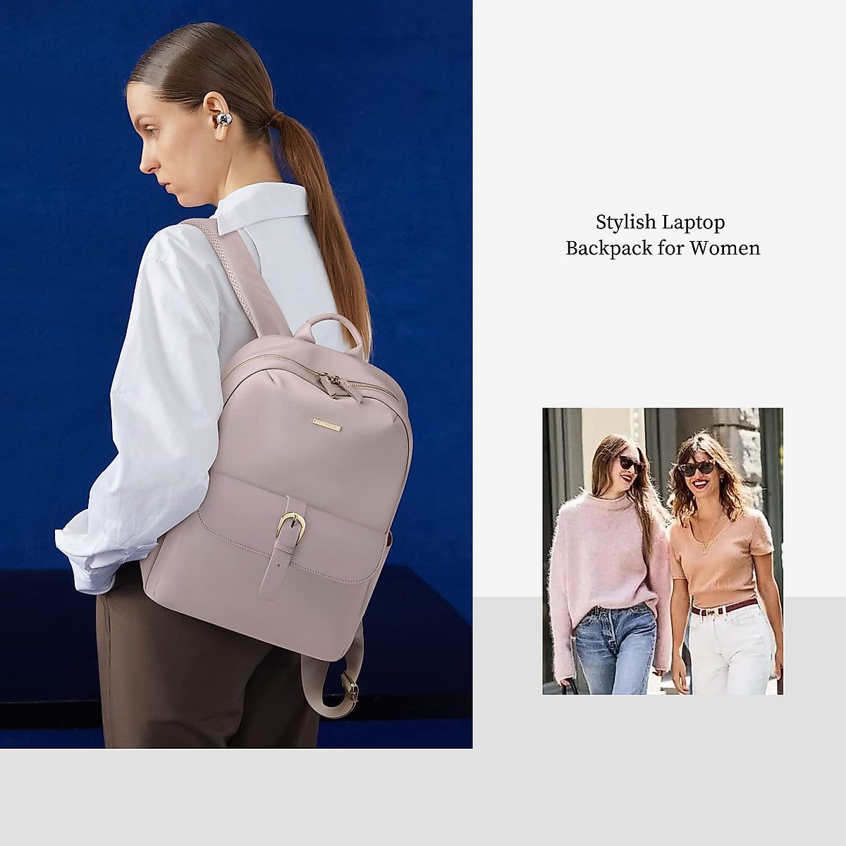 GOLF SUPAGS Laptop Backpack for Women Computer Bag Fits 14 Inch Notebook Work Travel Business College Backpacks, Gift for Girls Women (Soft Pink)