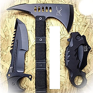 New 4PC Black Tactical Survival Hunting Combat Camping Pocket Knife Set Axe EDC Camping Outdoor Pro Tactical Elite Knife BLDA-1169