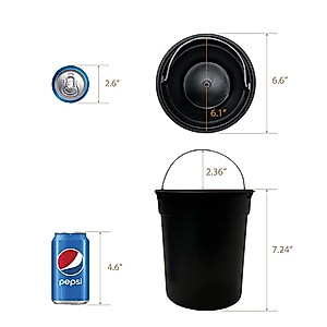 SunnyPoint Extra Small Trash Can (3 Liter /0.8Gallon) with Plastic Inner Bucket; Bathroom, Office,Kitchen and Bedroom Step On and Slow Close (BLK); Inner Bucket Size: 6.1" D X 7.2" H