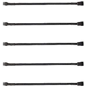 ThreeBulls 5 Pack 4-Pin PWM Fan Splitter Cable, Sleeved Braided Adapter Computer PC Fan Power Extension Cable Converter for Computer ATX Case 4-Pin/3-Pin Cooling Fan Cable (10.6")