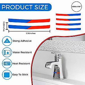 Danojo-Stick-A-Tap,4 pcs, Faucet Stickers, Hot and Cold Water Stickers - Kitchen Faucet Stickers - Vinyl Tap Faucet Transfer Stickers for Bathroom ((H & C - Strip))