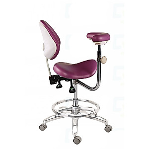 Aphrodite Dental Deluxe Mobile Saddle Chair PU Leather Assistant Doctor Stools High End by Purple-Violet